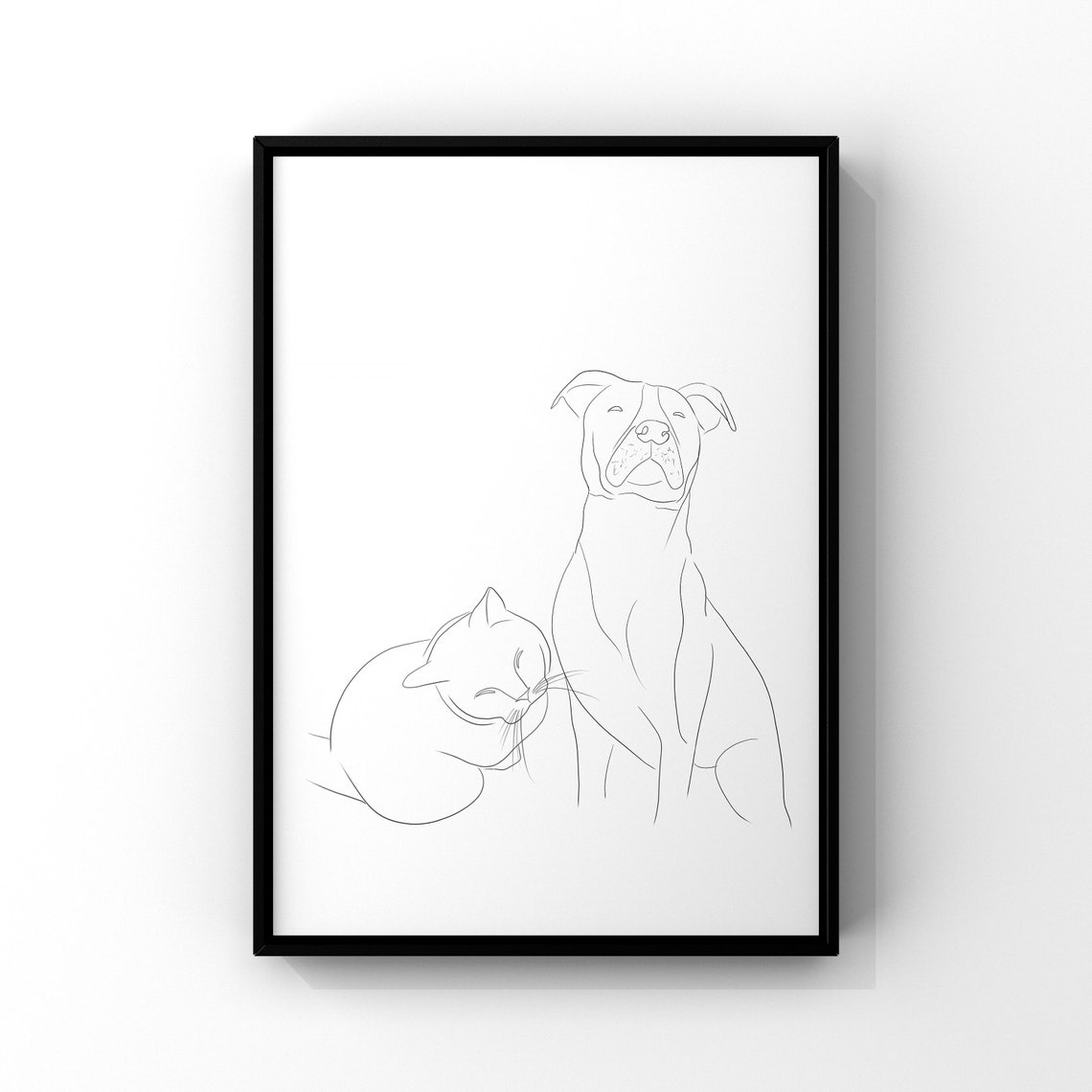 CUSTOM DOG & PET Portrait Fine Line Dog Custom Pet Drawings Pet ...