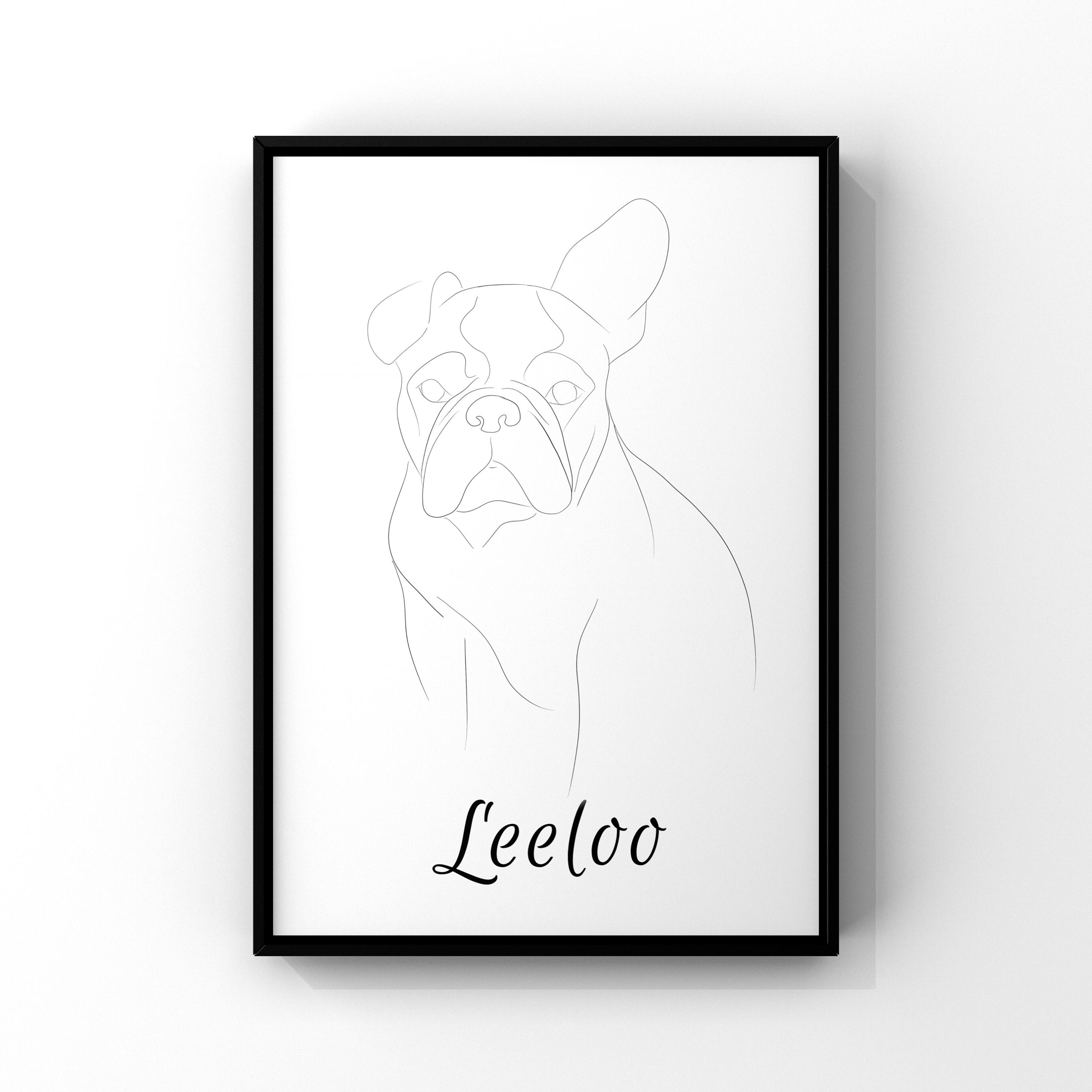 CUSTOM DOG & PET Portrait Fine Line Dog Custom Pet Drawings Pet ...