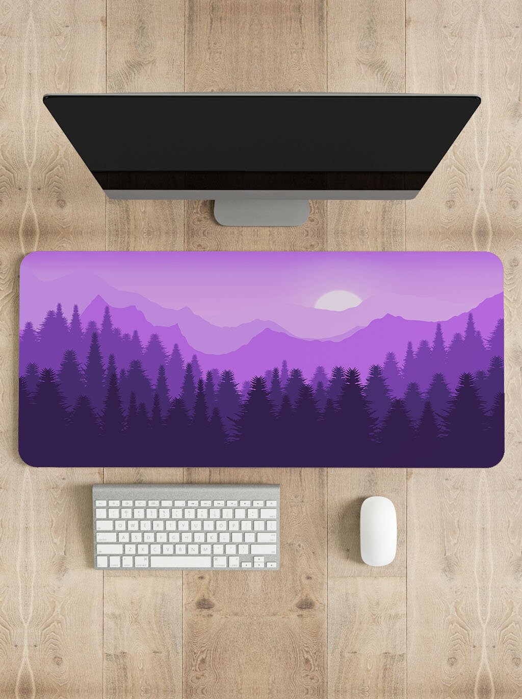Purple Anime Sunset Mountains Landscape Desk Mat Extra Large - Etsy