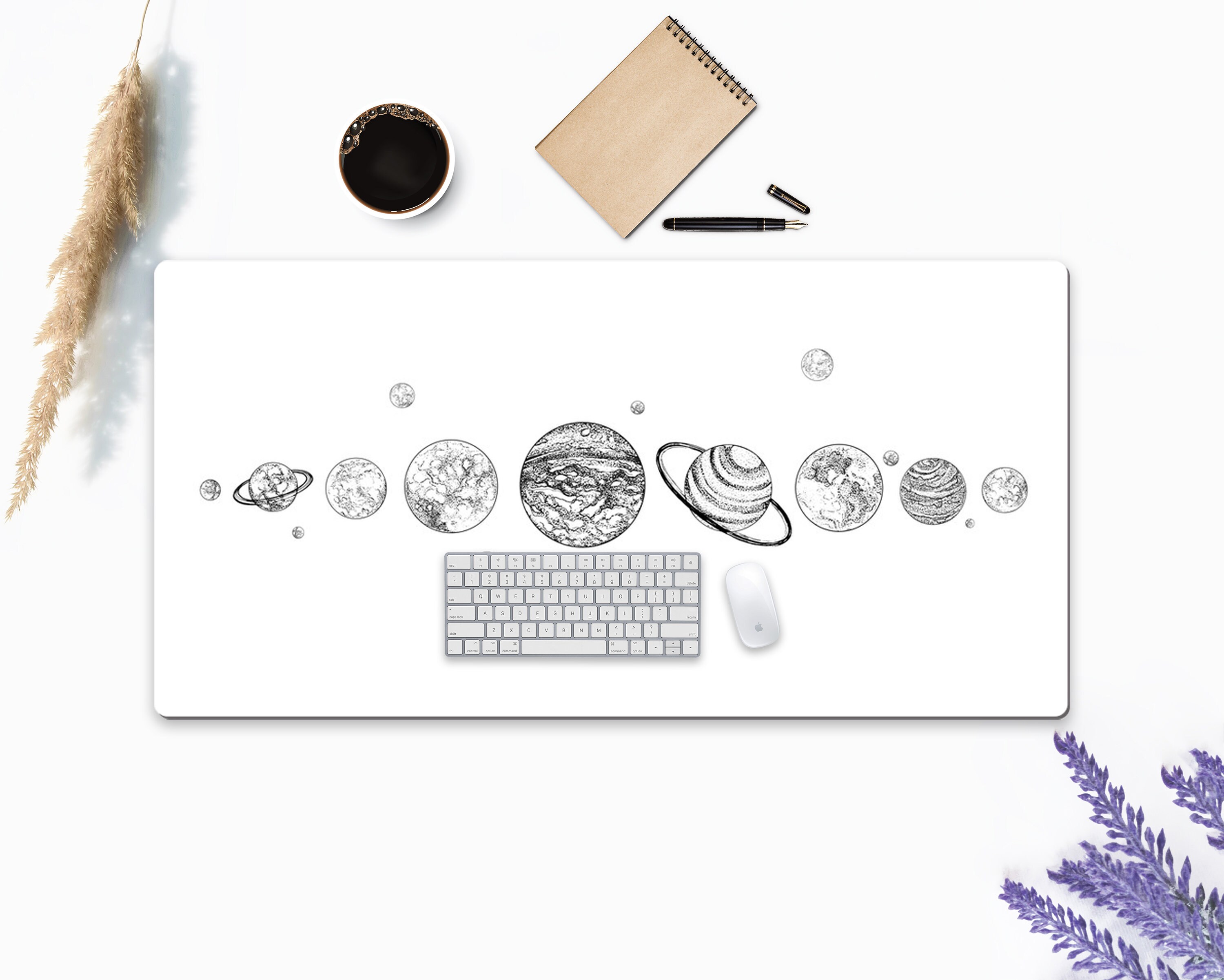 Planets & Solar System Desk pad Desk mat Extra Large Desk | Etsy