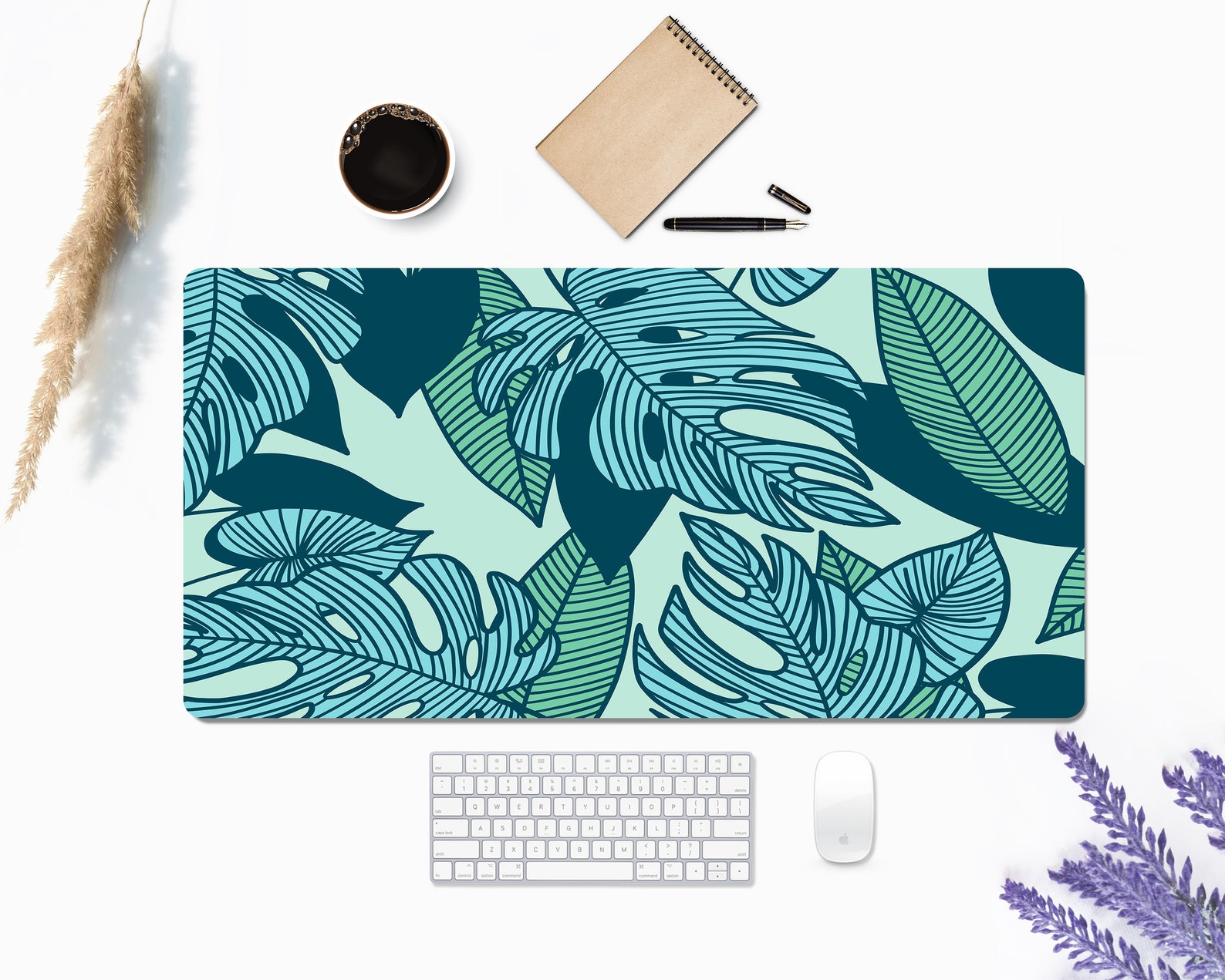 Monstera Leaves Green Desk Mat Desk Mat Cute Green Desk Mat | Etsy