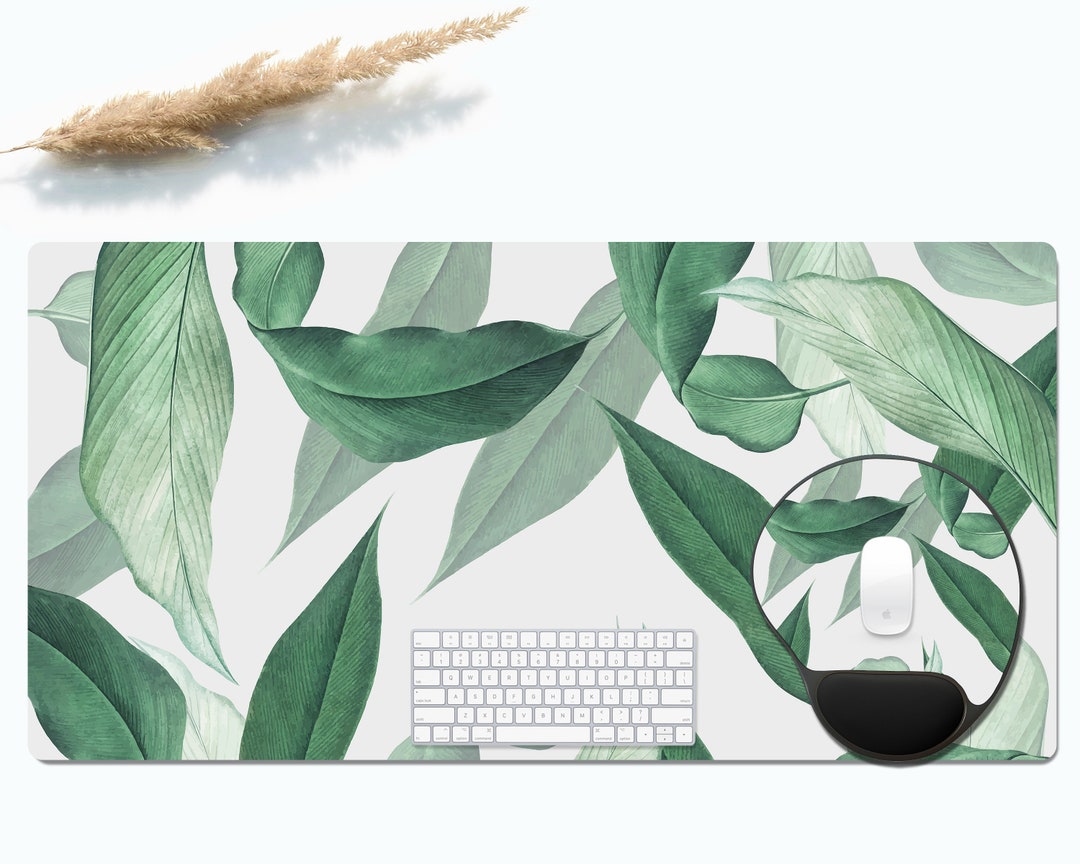 Monstera Leaves Green Desk Mat, Desk Mat Green, Gaming Mouse Pad, Green ...
