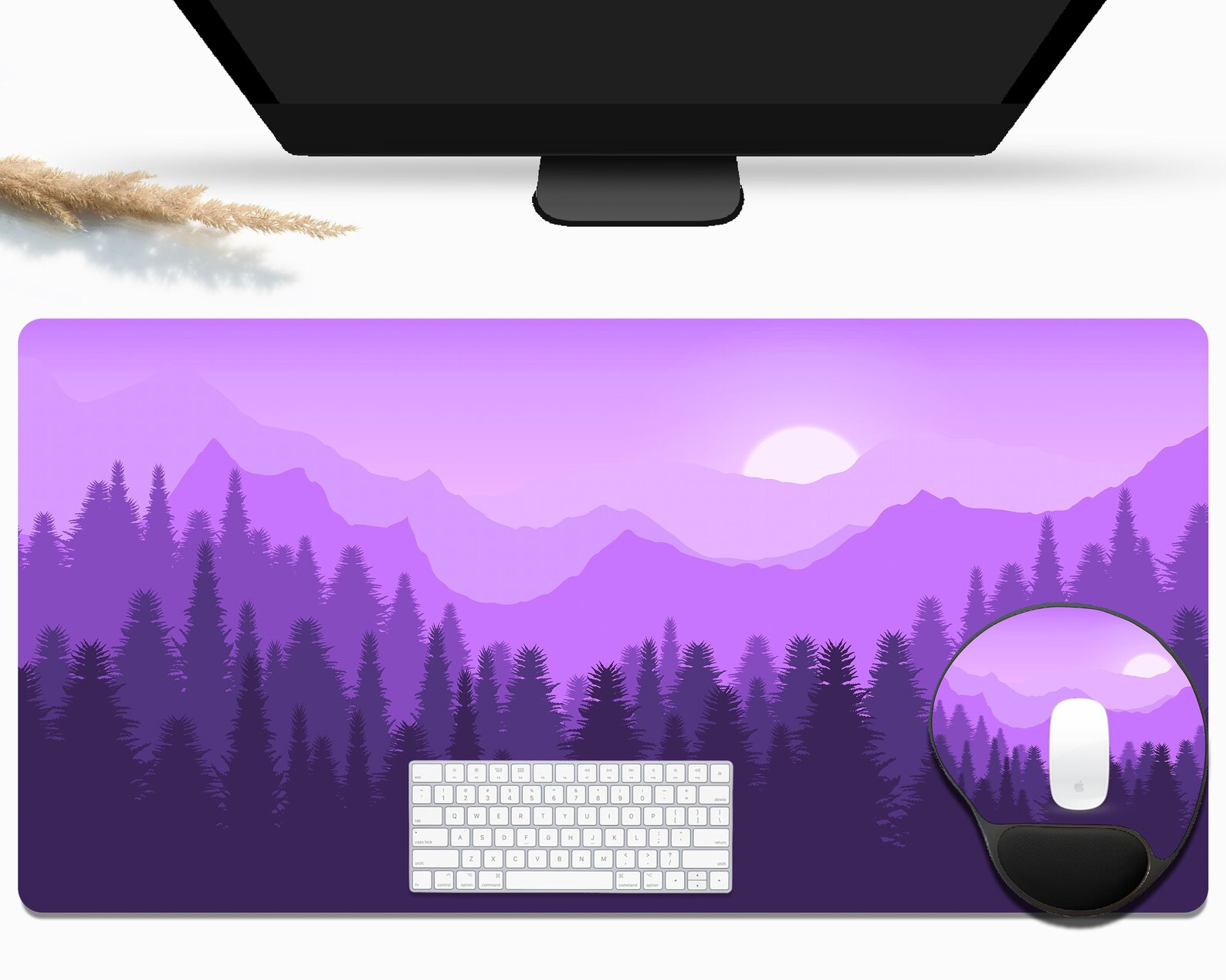 Purple Anime Sunset Mountains Landscape Desk Mat Extra Large - Etsy