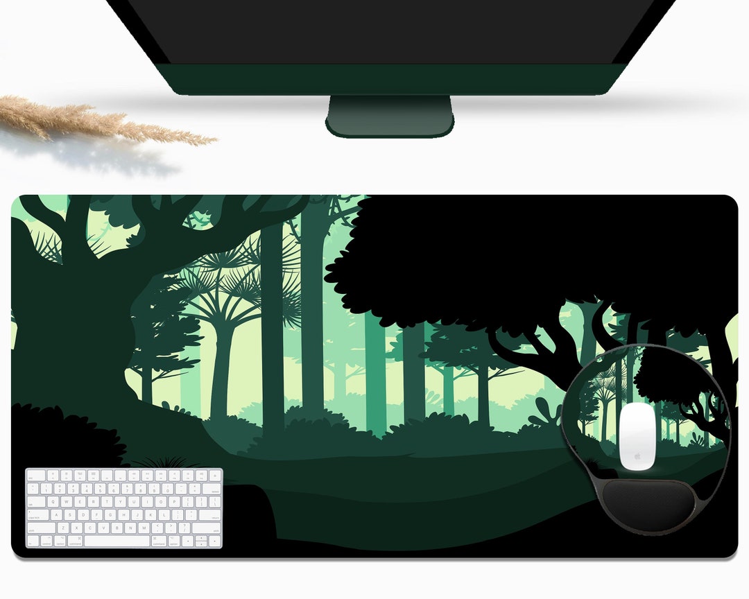 Forest Landscape Green Desk Mat for Gaming, Extra Large Desk Mat, Large ...
