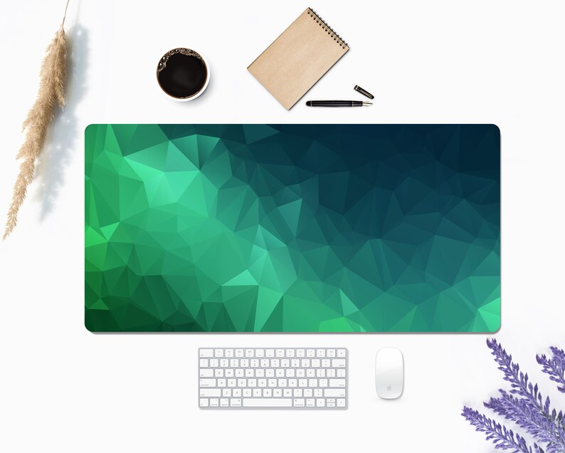 Green Polygon Mouse Pad Gaming Desk Mat Extra Large Computer - Etsy
