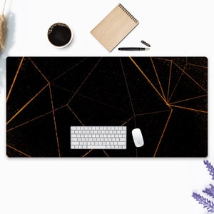 Copper Icosahedron Black Desk Mat, Desk Mat Extra Large, Abstract Desk ...