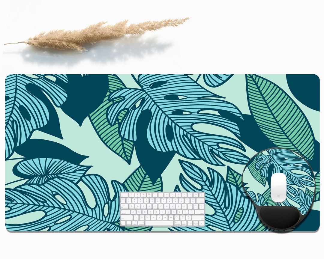 Monstera Leaves Green Desk Mat, Desk Mat Cute Green, Desk Mat Cute ...
