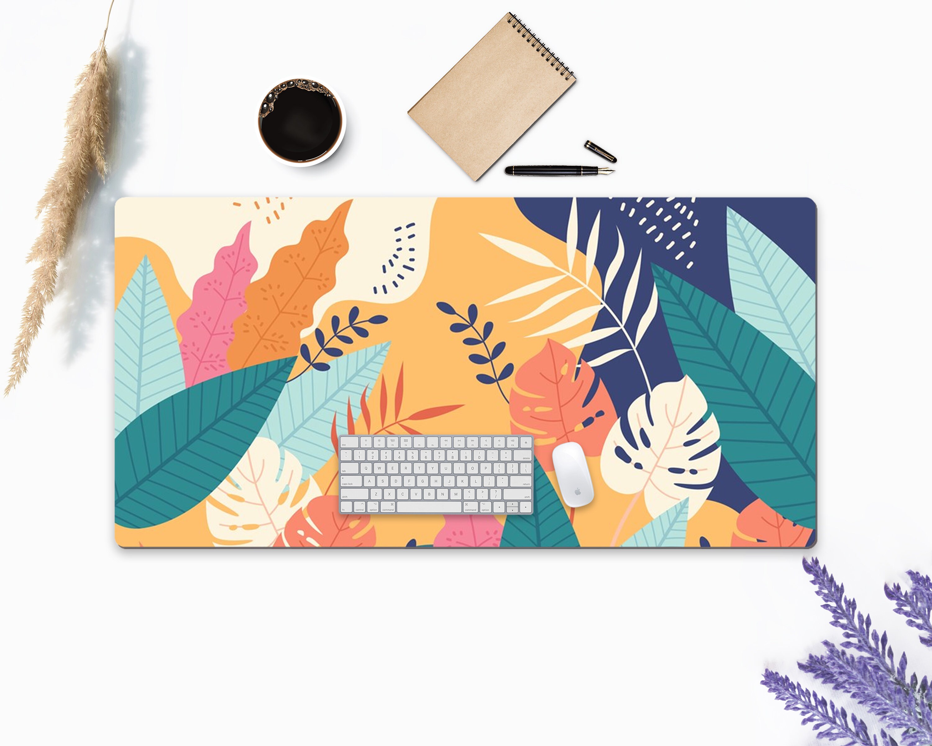 Floral Vintage Desk Mat Abstract Desk Mat Cute Desk Pad | Etsy