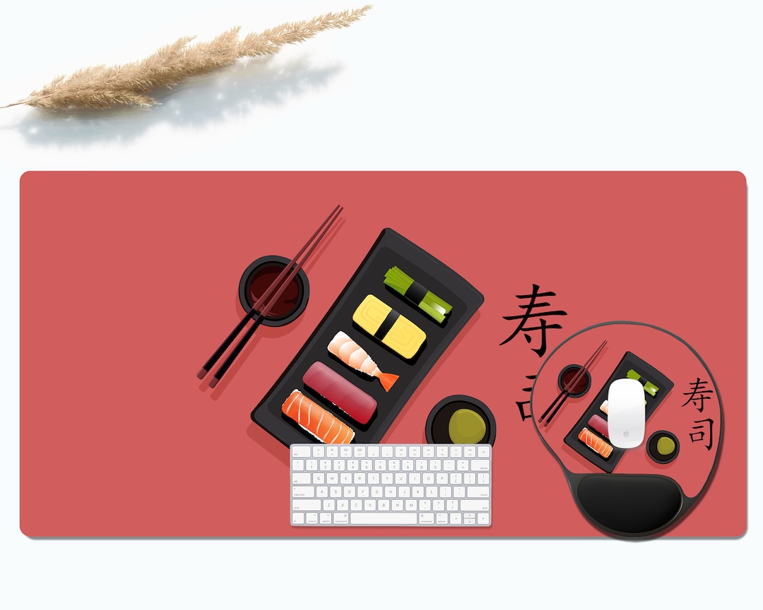 Cute Sushi Table Desk Mat, Kawaii Sushi Desk Mat, Desk Mat Cute, Anime ...