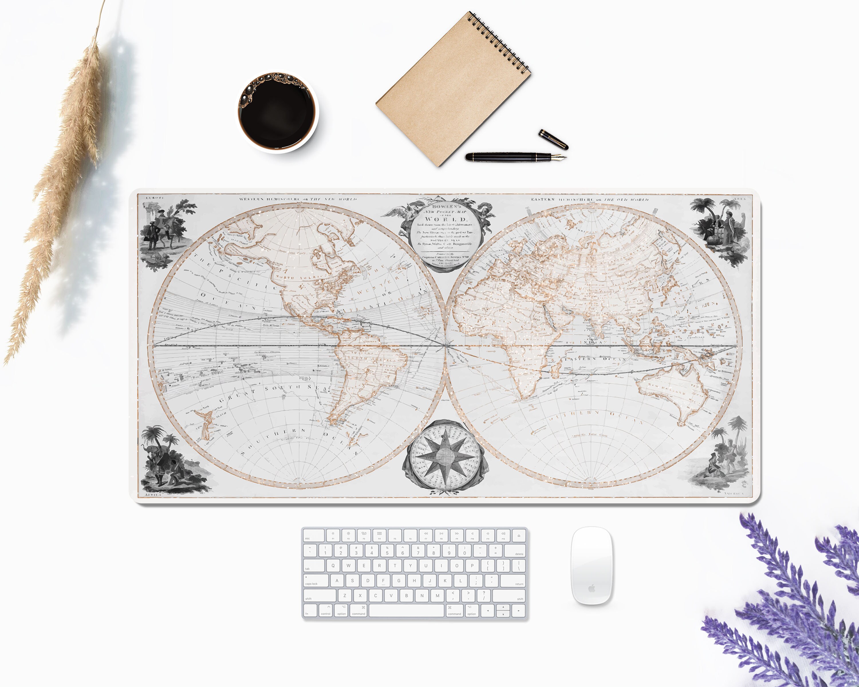 Vintage World Map Desk Mat Gaming Desk Mat Extra Large | Etsy