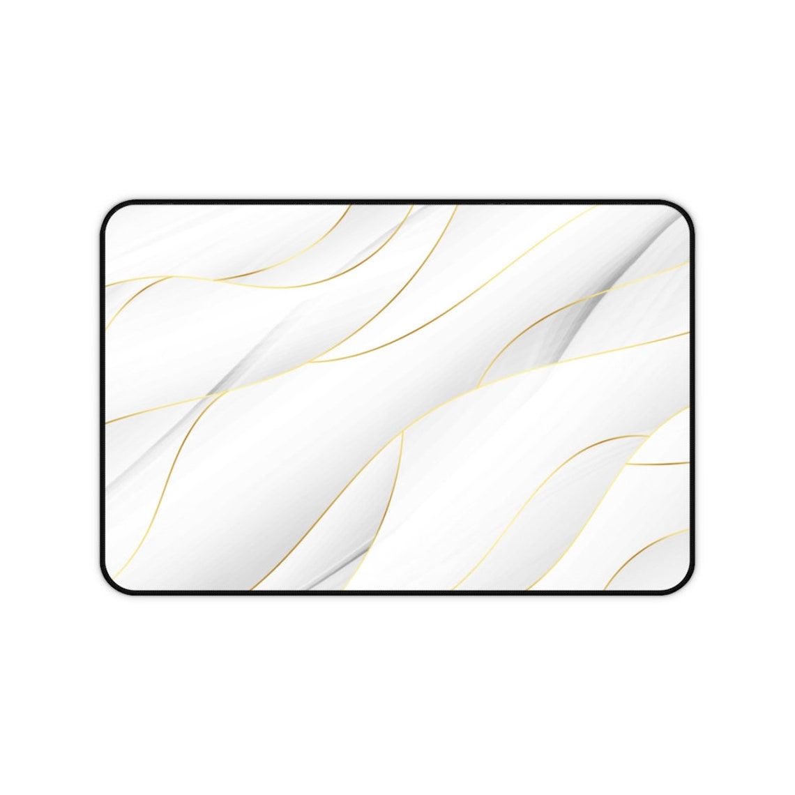 Desk Mat Extra Large White and Golden Wavy Marble Desk Mat | Etsy