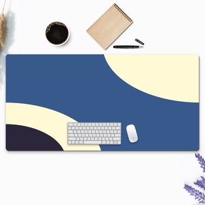 Blue Minimal Geometric Desk Pad, Desk Mat Extra Large, Desk Mat Cute ...
