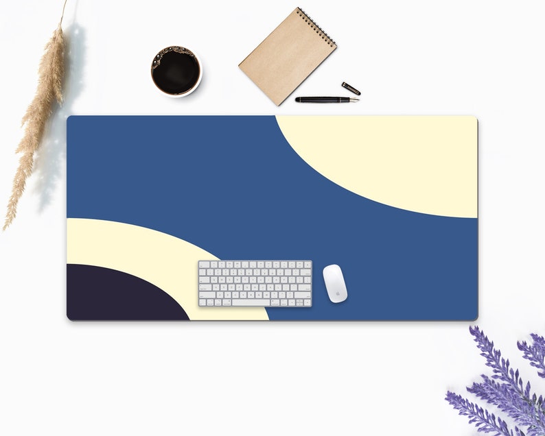 Blue Minimal Geometric Desk Pad Desk Mat Extra Large Desk - Etsy