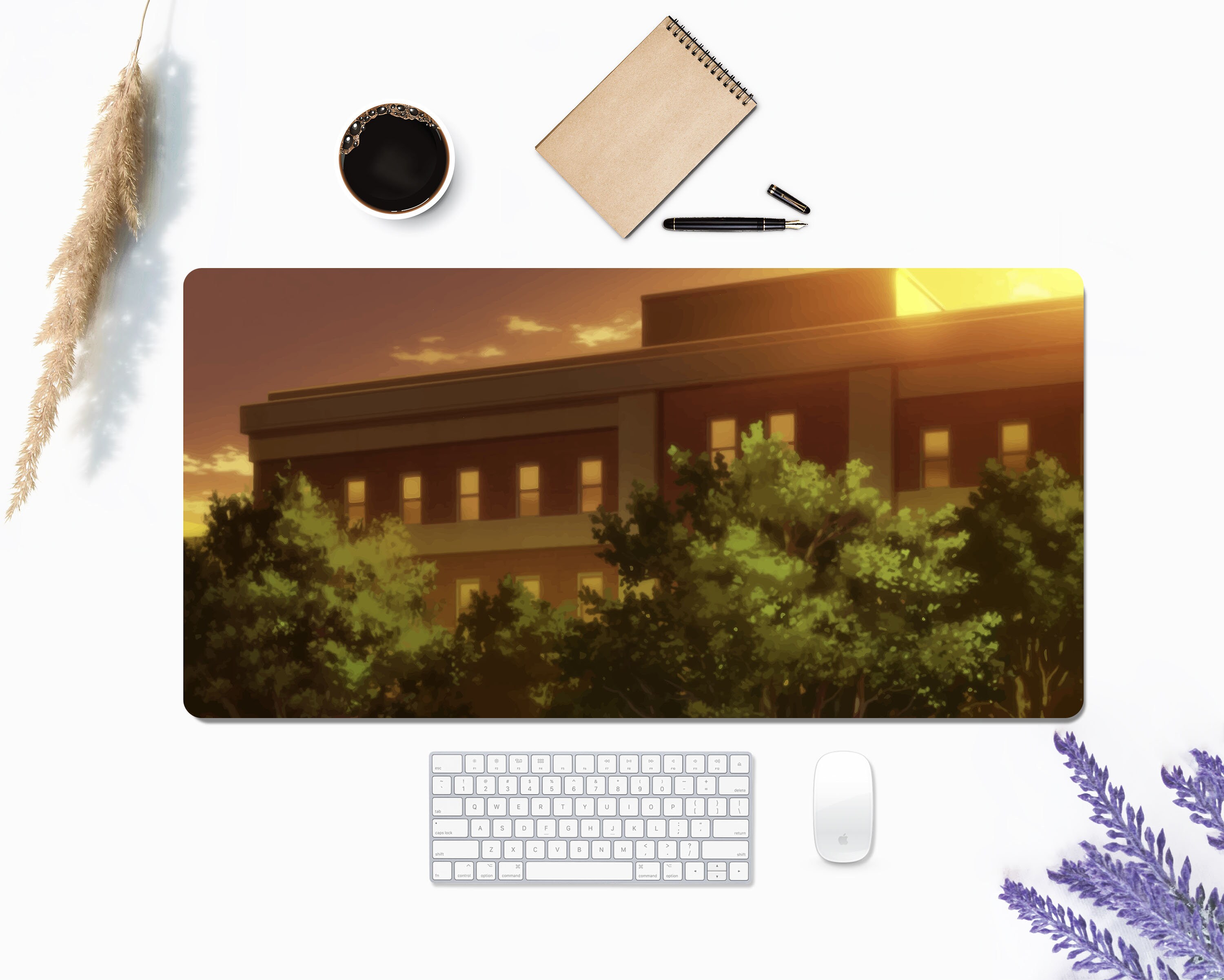 Japanese School Sunset Anime Desk Mat Gaming Japanese Desk - Etsy