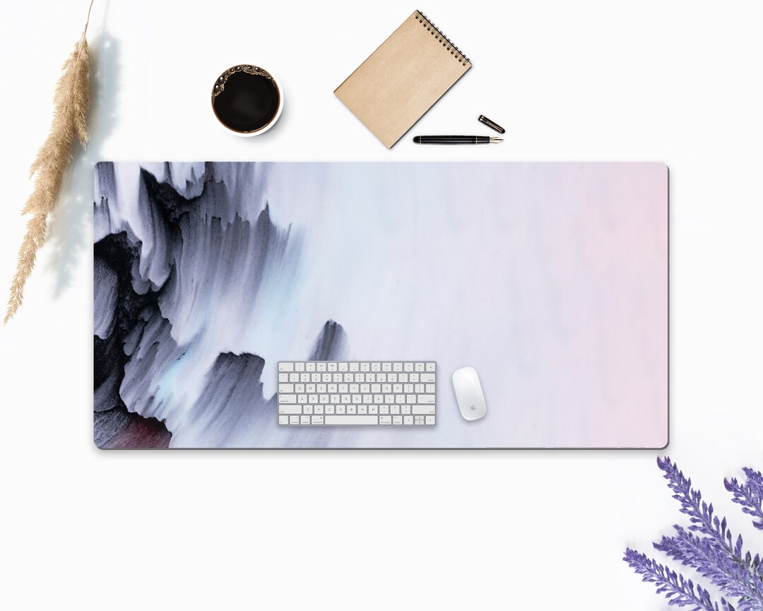 Desk Mat Extra Large, Black Ink Painting Desk Mat, Abstract Desk Mat ...