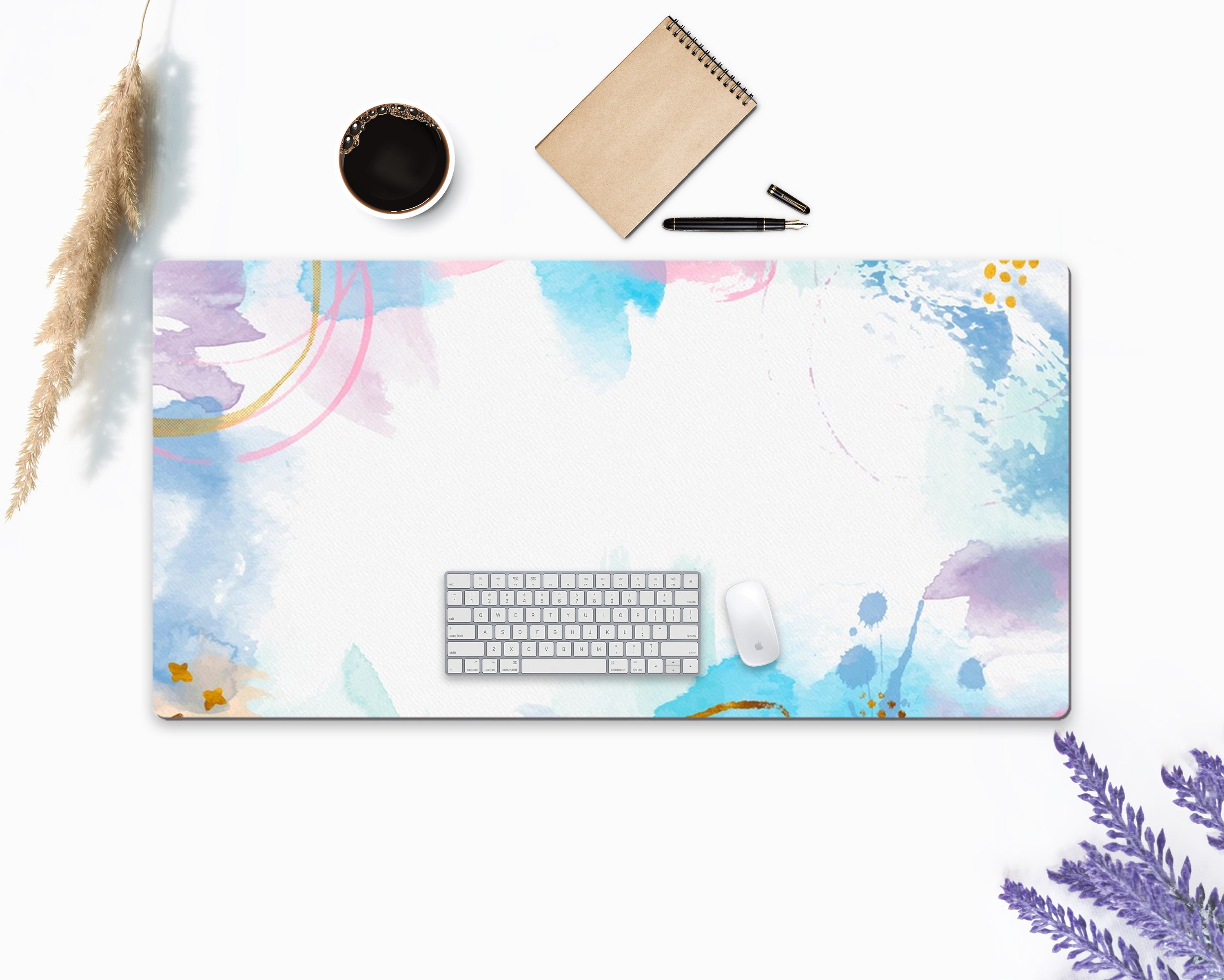 Cute Desk Mat Boho Pastel Desk Mat Abstract Desk Mat Large | Etsy