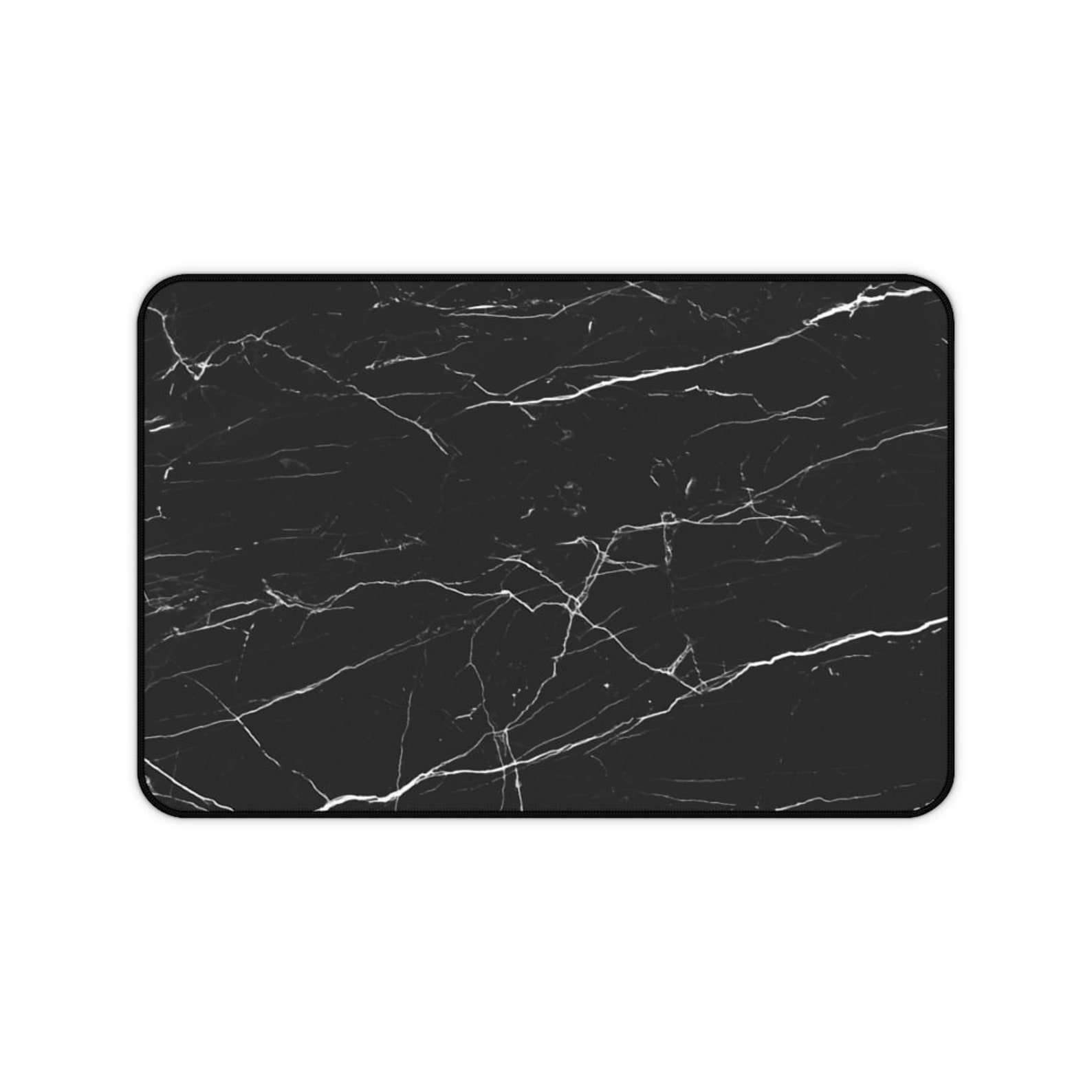 Desk Mat Extra Large Black Marble Background White Strokes - Etsy