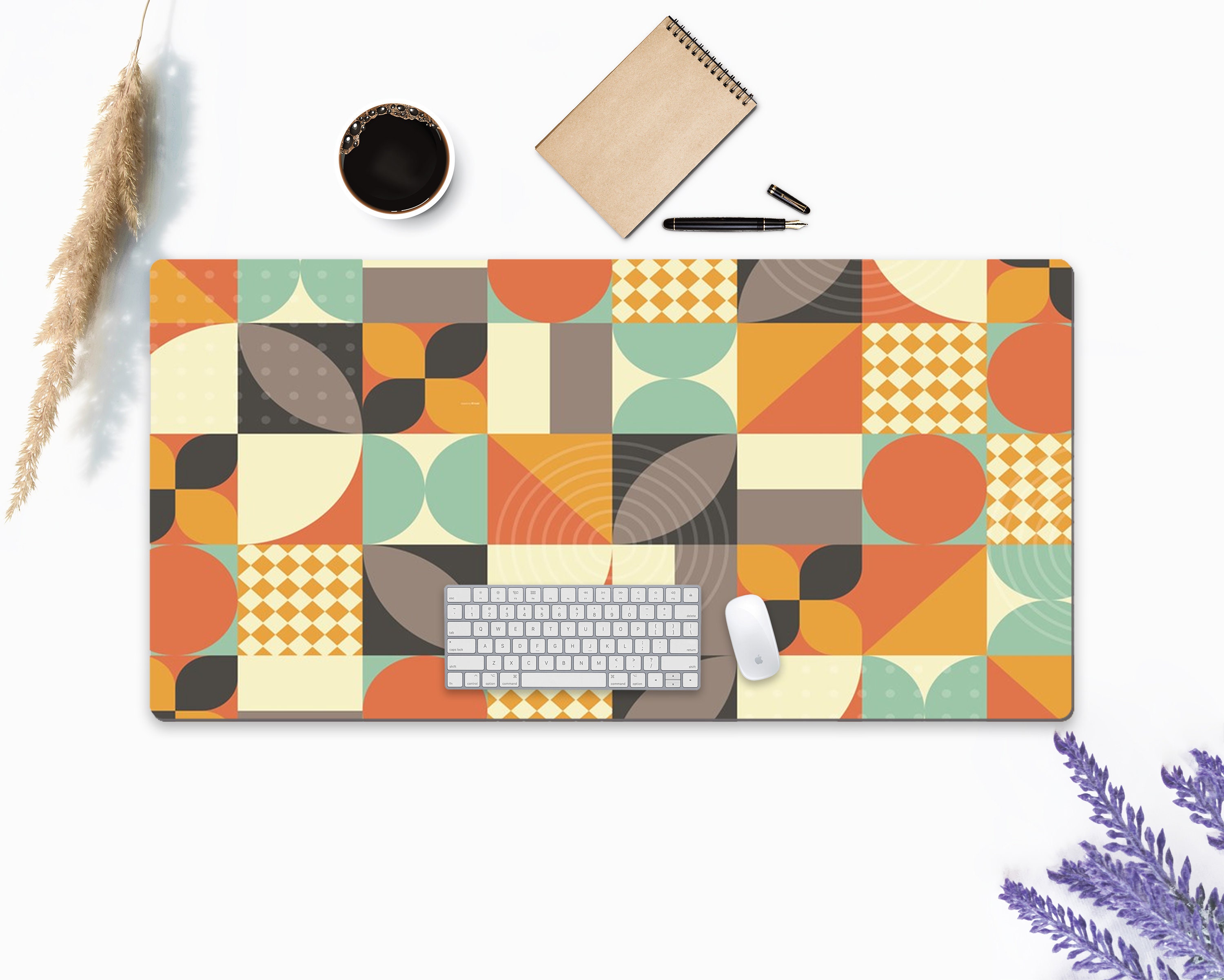Desk Mat Extra Large Colorful Geometric Mosaic Desk Mat - Etsy