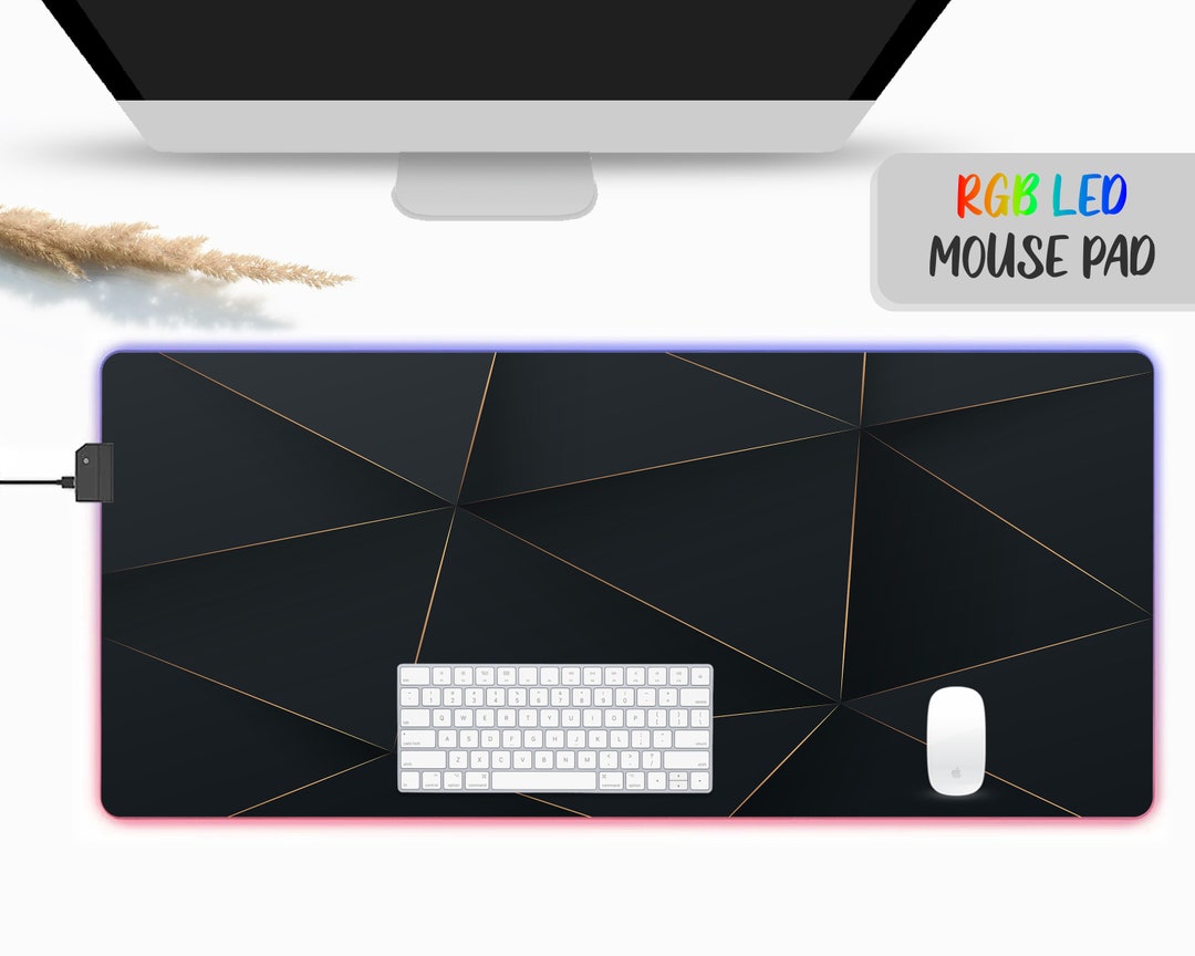 Aesthetic Black Triangles RGB Mouse Pad for Gaming, Large Gaming Mouse ...