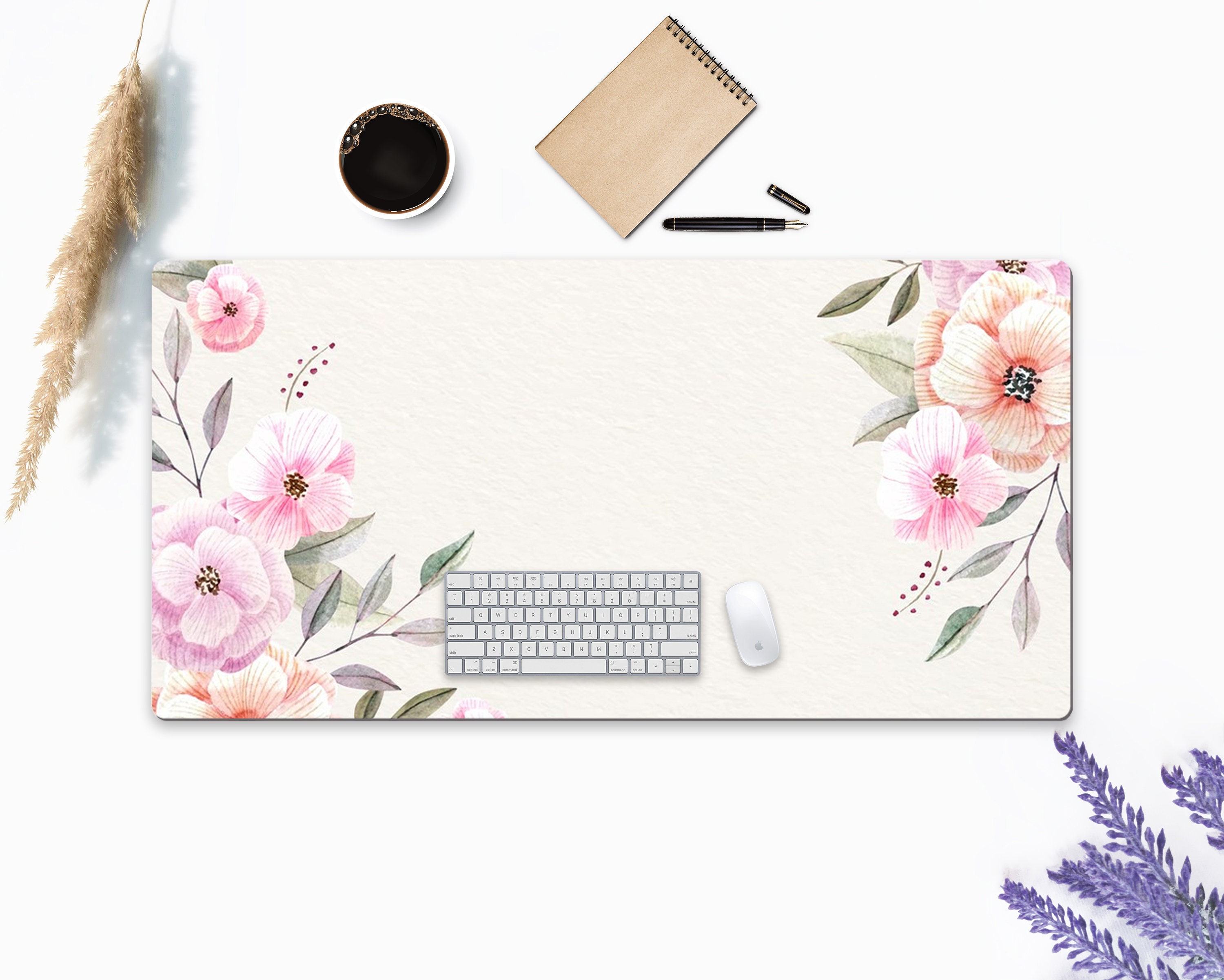 Pastel Watercolor Floral Desk Mat Abstract Desk Mat Cute | Etsy