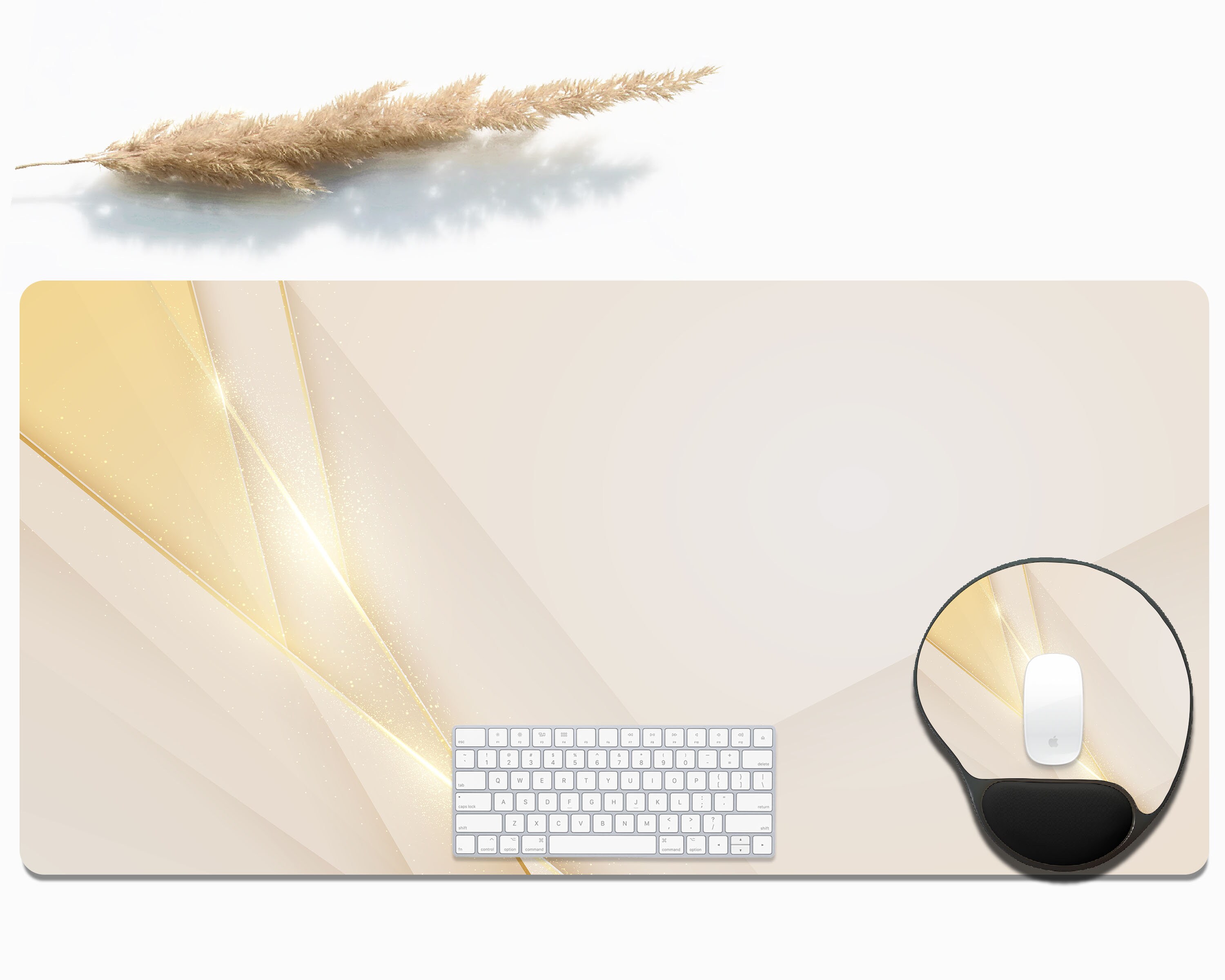 Elegant Beige and Gold Aesthetic Desk Mat Gold Desk | Etsy