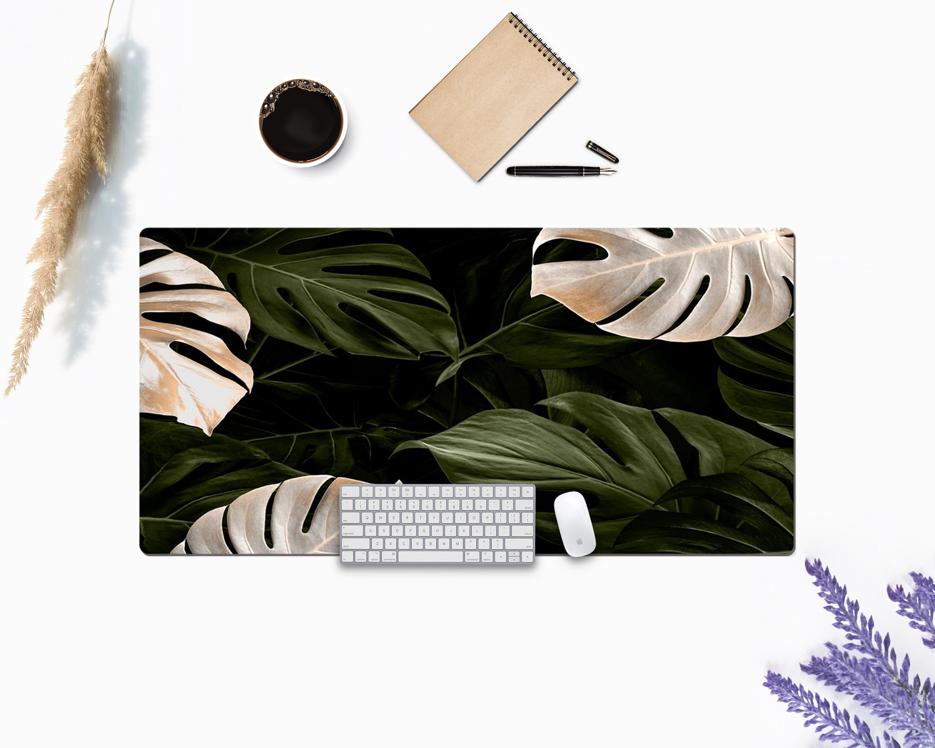 Monstera Green Desk Mat Green Mouse Pad Green Desk Pad Desk | Etsy