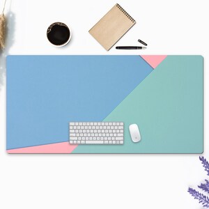 Blue Paper Pastel Painting Desk Mat, Abstract Desk Mat, Cute Desk Pad ...