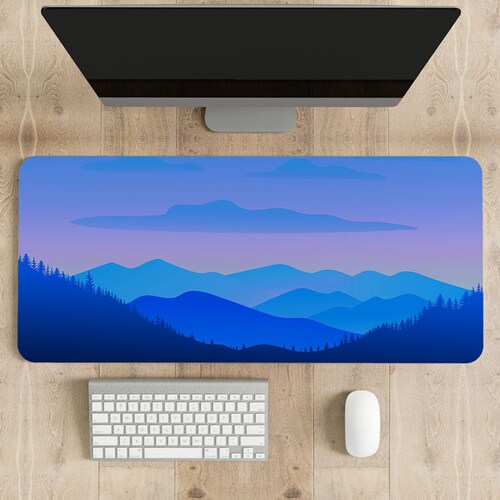 Sunset Mountains Landscape Blue Desk Mat Extra Large Desk - Etsy
