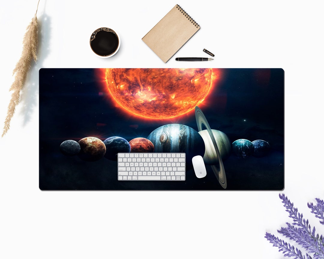 Planets of Solar System Large Gaming Desk Mat, Extra Large Desk Mat ...
