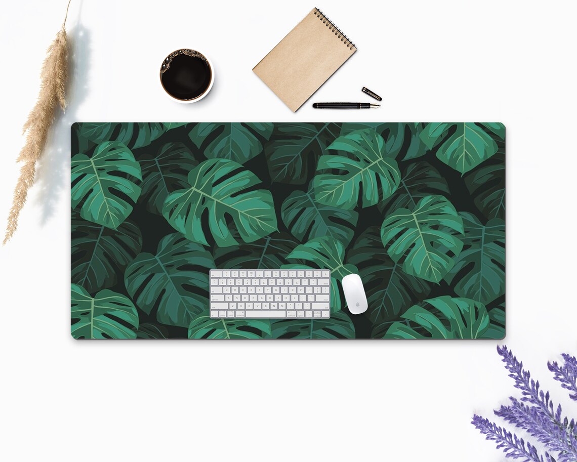 Tropical Green Monstera Leaves Desk Mat Desk Mat Cute Green - Etsy