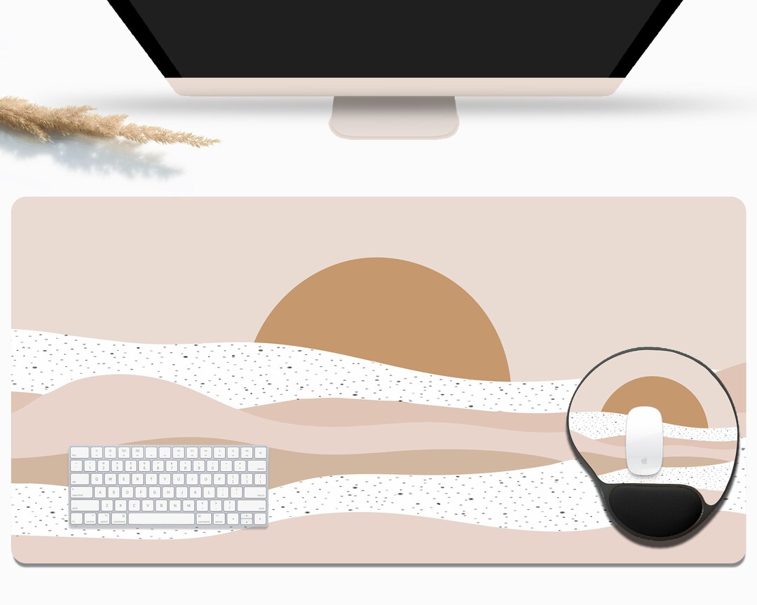 Pastel Boho Abstract Desert Sunset Desk Mat, Mid Century Modern ...