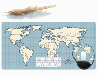 World Map Desk Mat - Etsy
