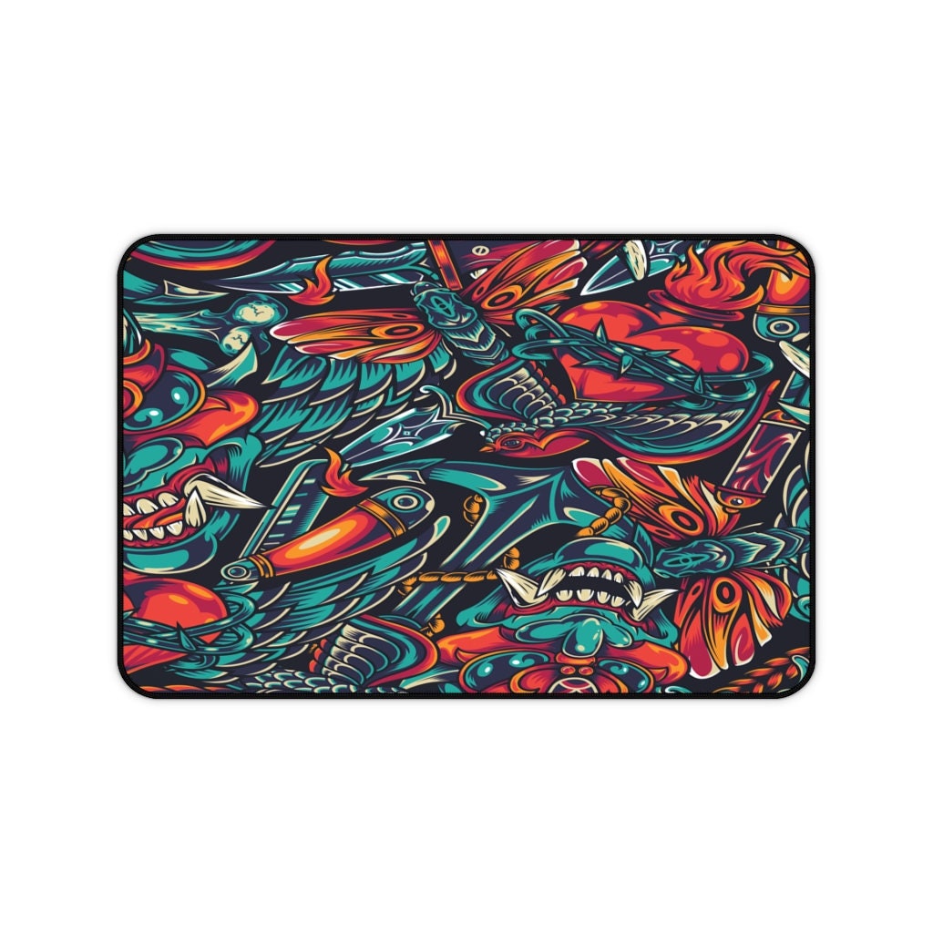 Desk Mat Extra Large Vintage Tattoos Art Gaming Desk Mat - Etsy