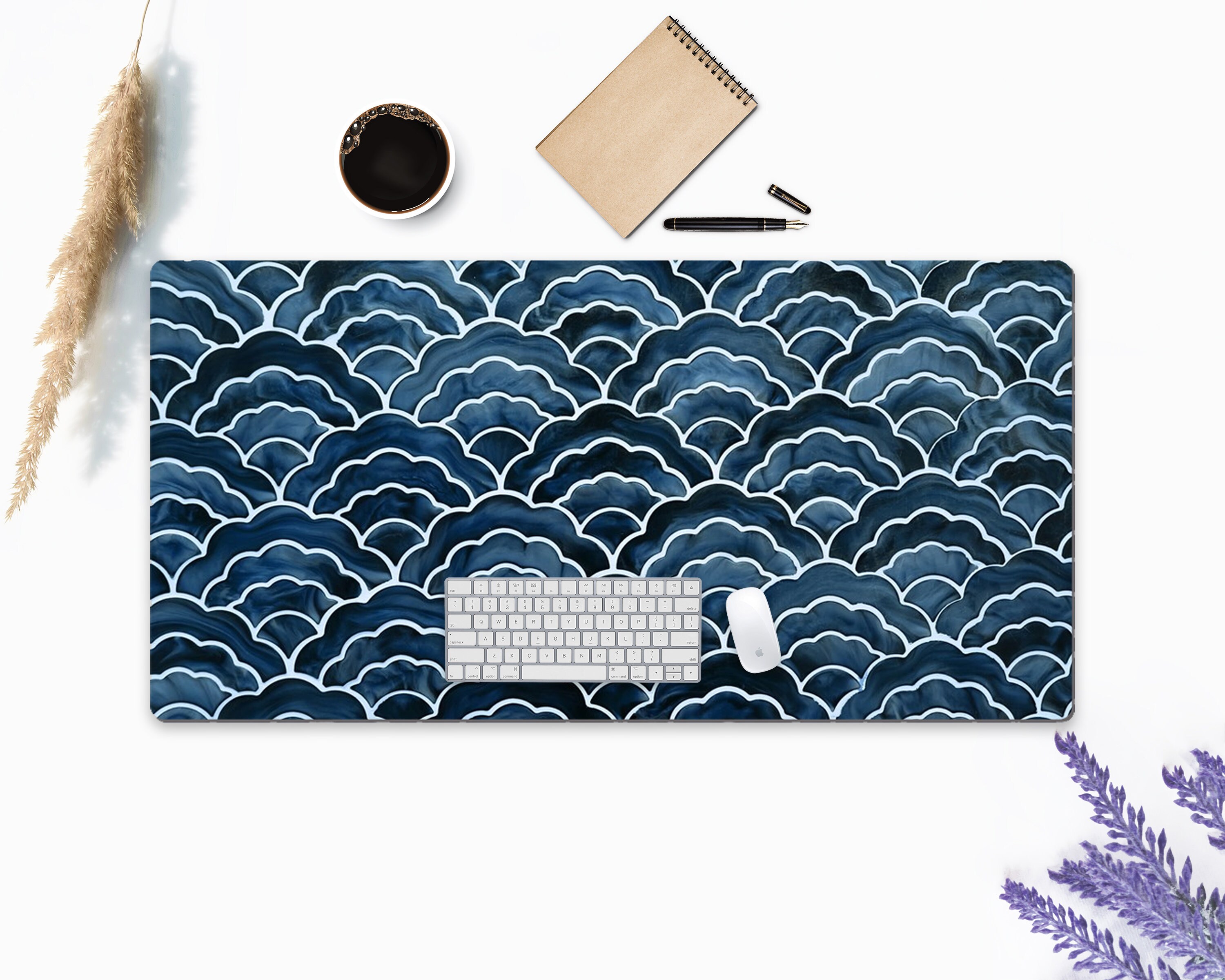 Desk Mat Extra Large Japanese Style Wave Pattern Desk Mat | Etsy