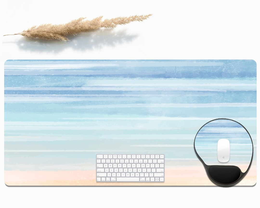 Abstract Watercolor Hand Painted Blue Cute Desk Mat, Cute Mouse Pad ...