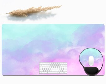 Geometric Desk Mat, Purple Pink Blue Desk Pad, Rainbow Large Gaming ...