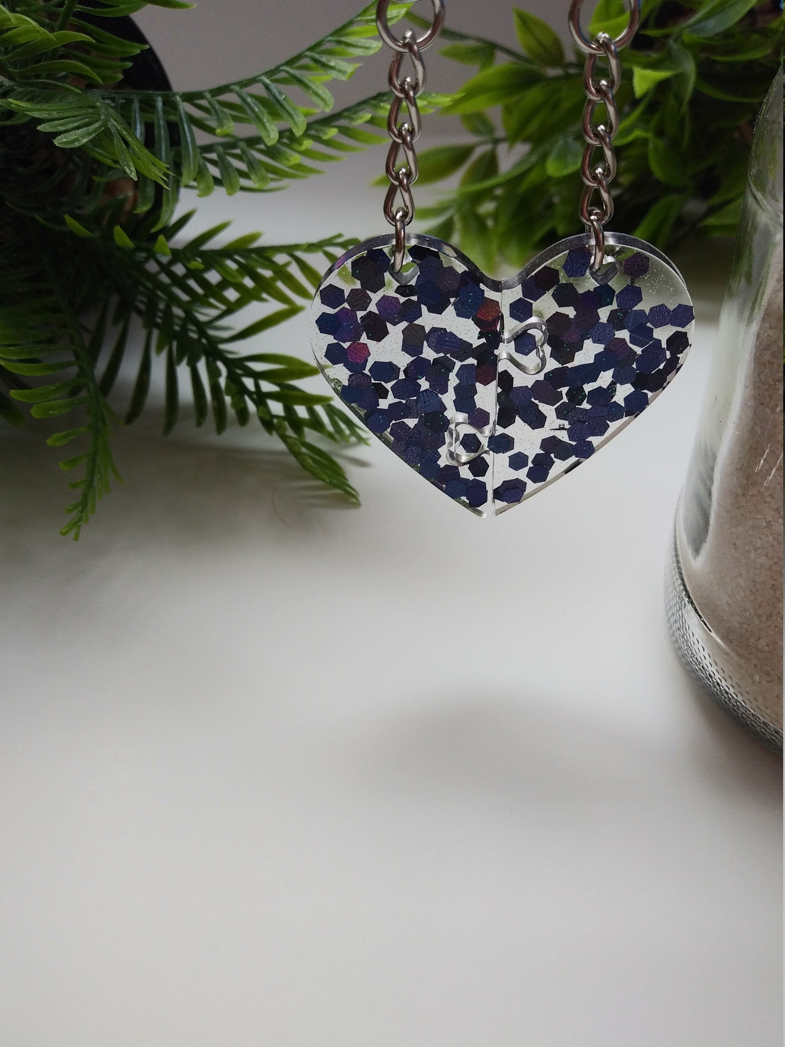 Two Piece Heart Shape Puzzle Keychain Resin | Etsy