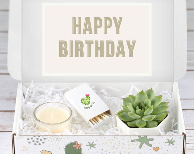HAPPY BIRTHDAY- Succulent Gift Box- Live Plants Gift Set- Birthday Gift ...