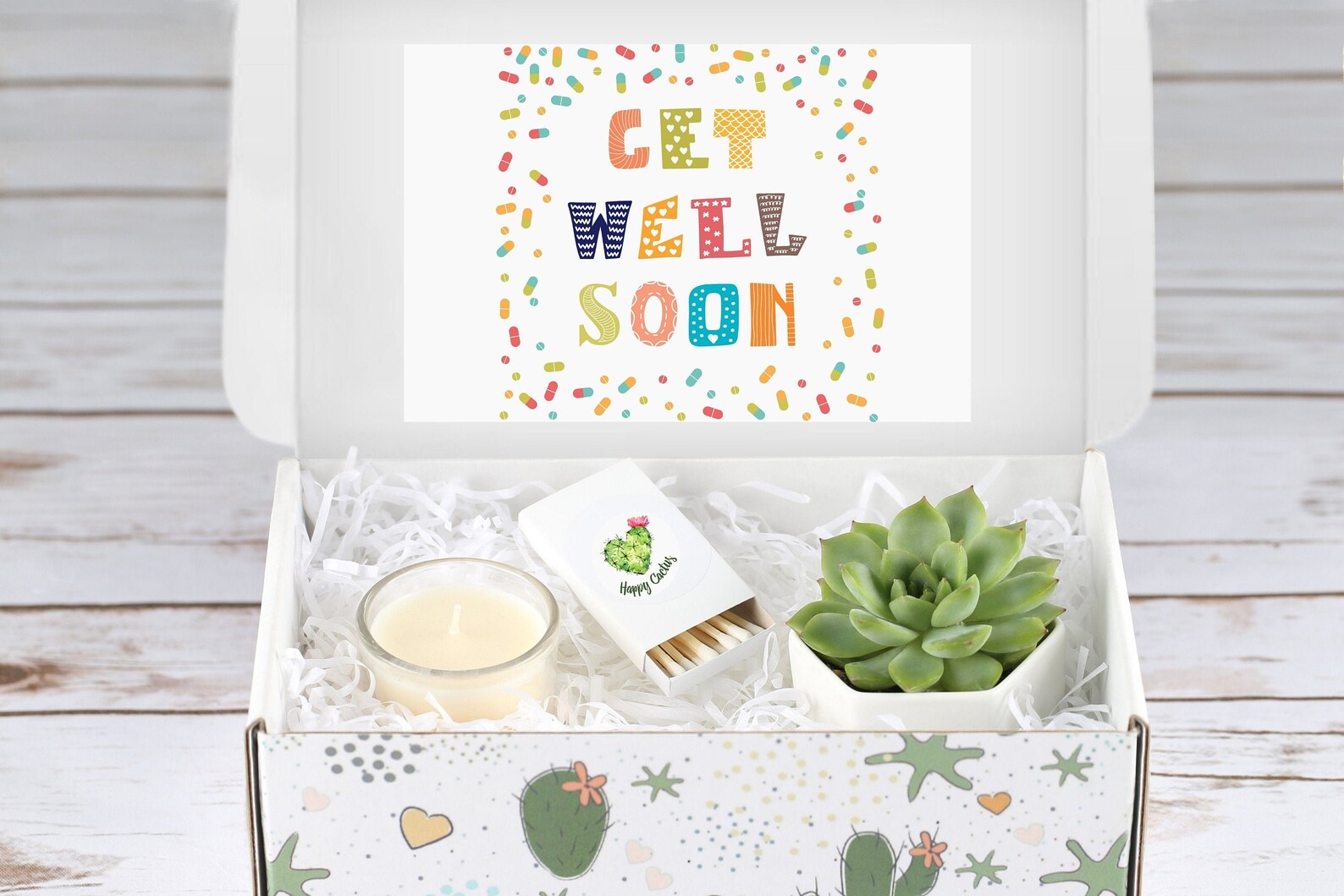 Get Well Gift Box Live Succulent Gift Hospital Care Gift - Etsy