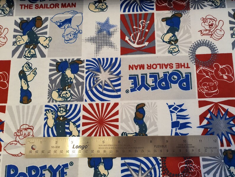 POPEYE - the Sailor Man Block, 100% Cotton Flannel Fabric - Etsy