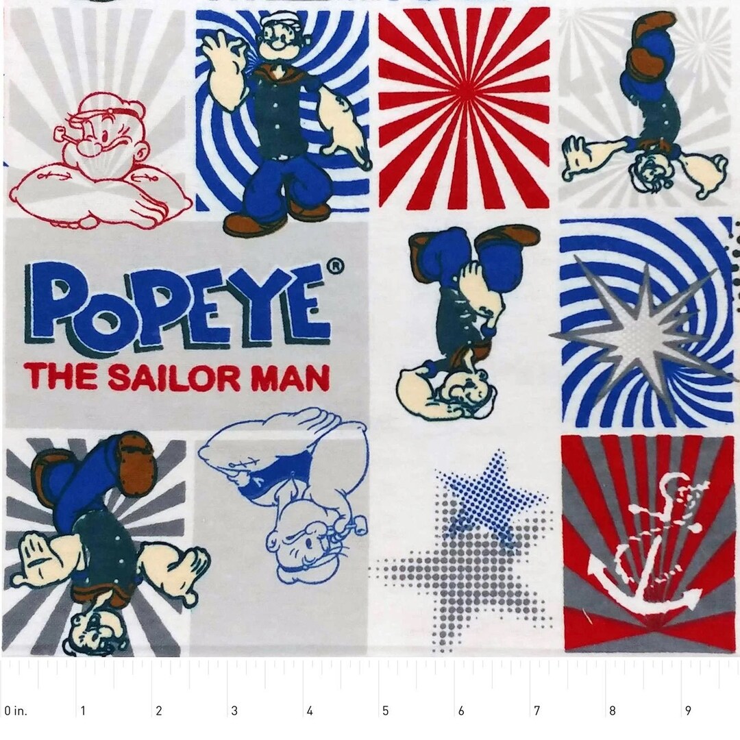 POPEYE - the Sailor Man Block, 100% Cotton Flannel Fabric - Etsy