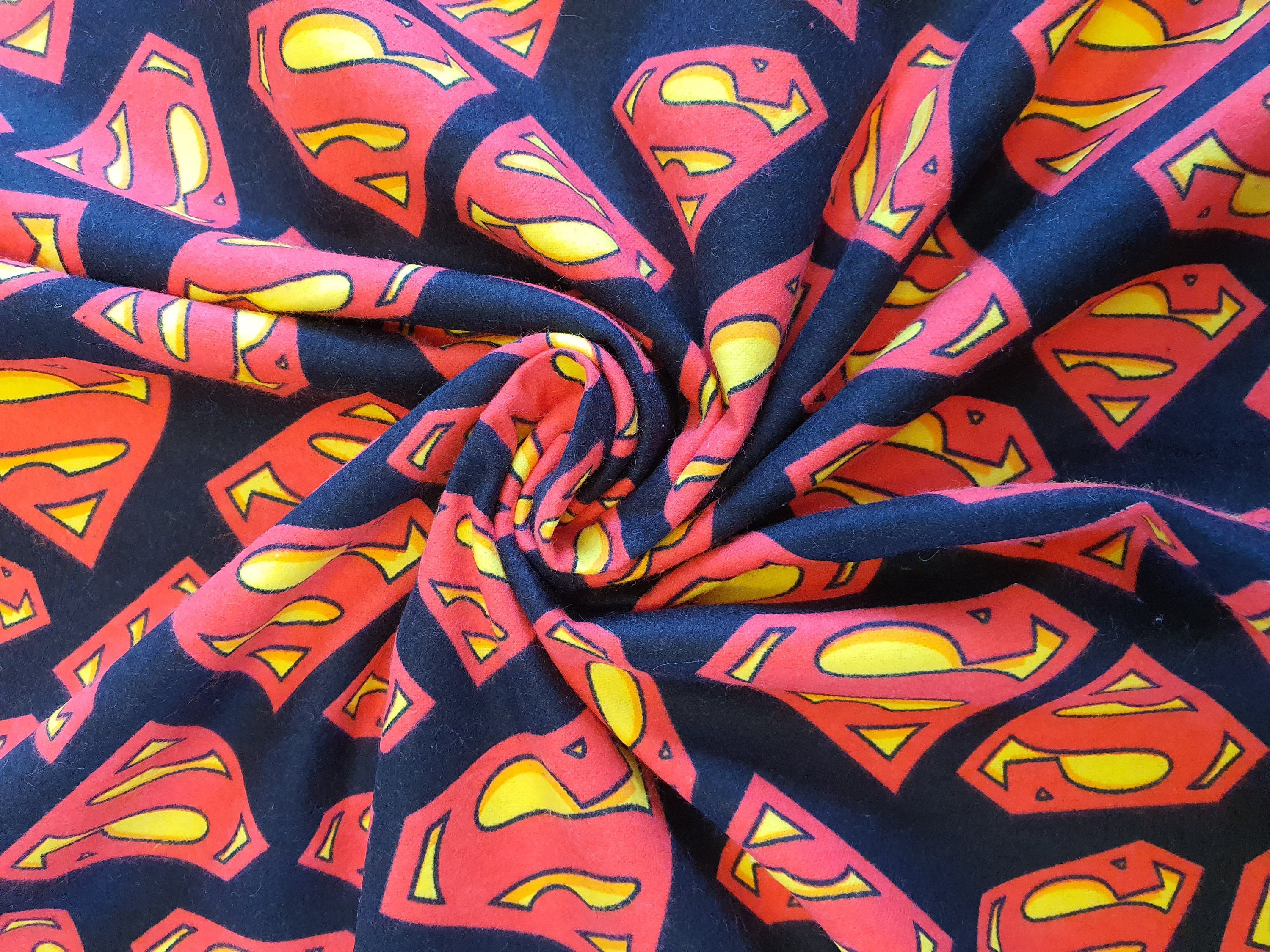 100% Cotton Flannel By the yard Superman Logo Character Flannel Fabric ...