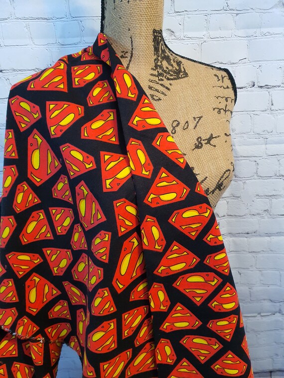 100% Cotton Flannel By the yard Superman Logo Character Flannel Fabric ...