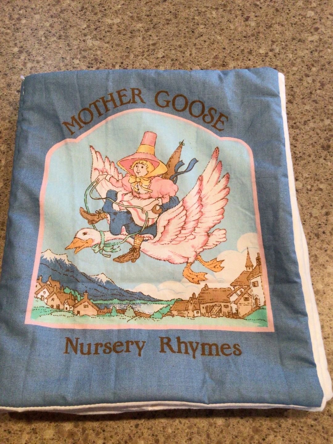 Vintage Mother Goose Nursery Rhymes Fabric Book-oops Printing Ink ...