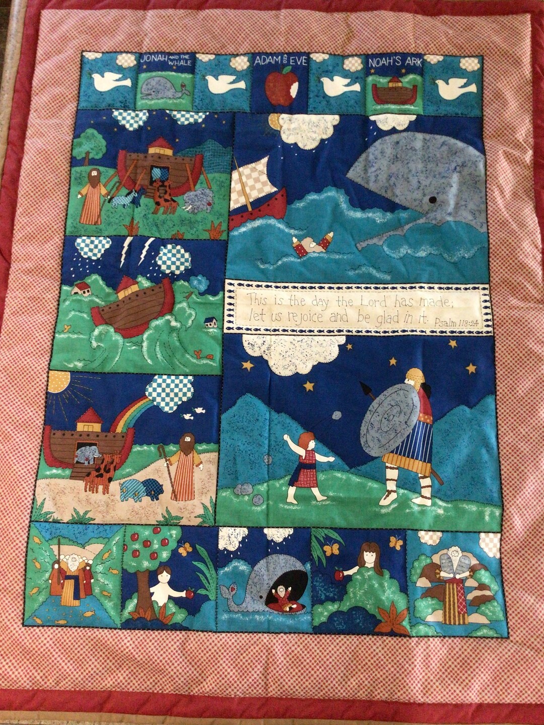 Biblical Baby Quilt-noah’s Ark, Jonah and the Whale, Adam and Eve-this ...