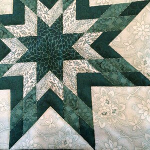Vintage Green Star Print-lap Quilt or Daybed-hand Quilted-measures ...