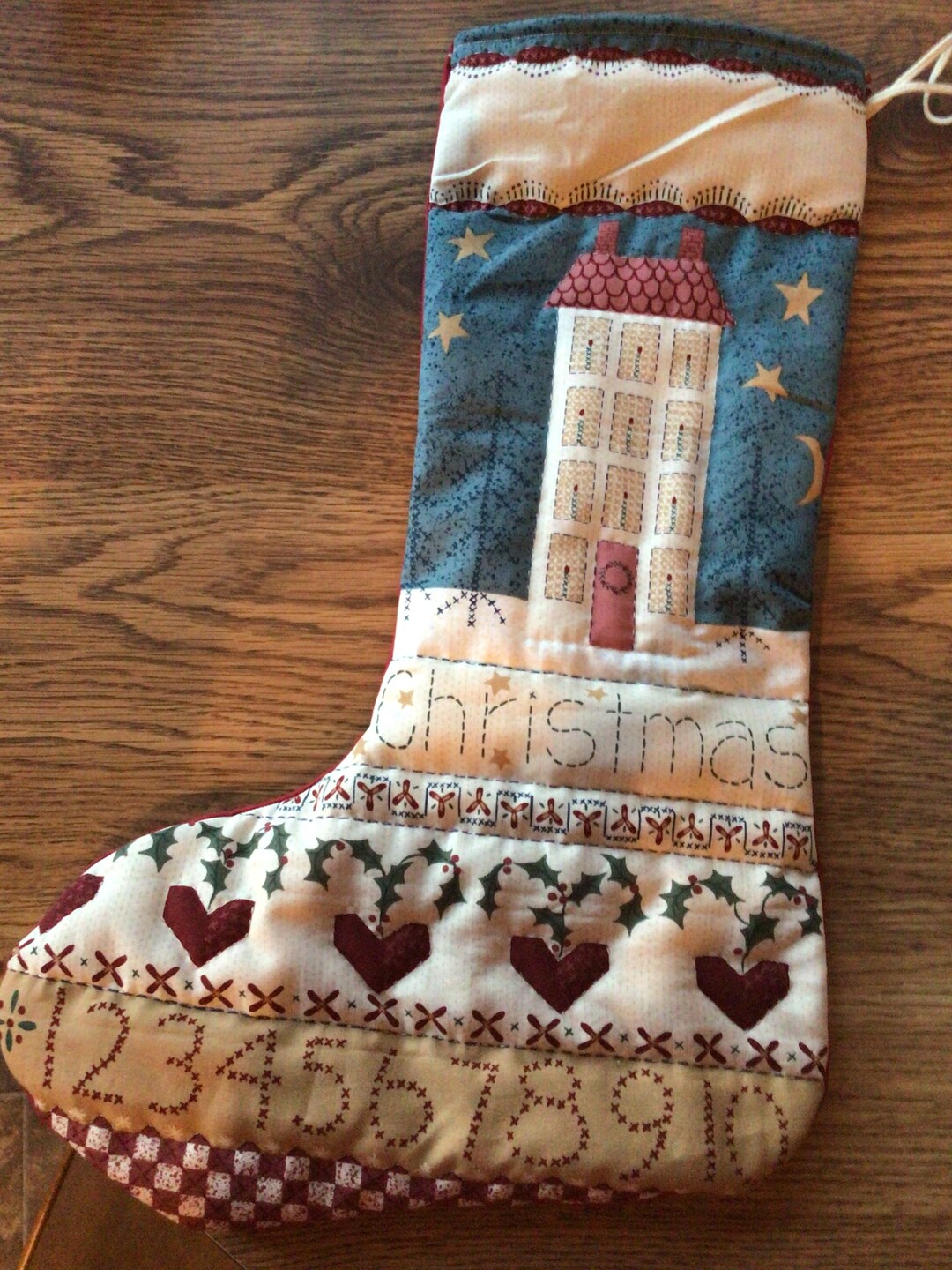 Christmas Stocking With House-christmas Stocking With Hearts-homemade ...