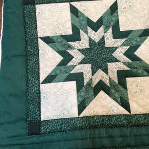 Vintage Green Star Print-lap Quilt or Daybed-hand Quilted-measures ...