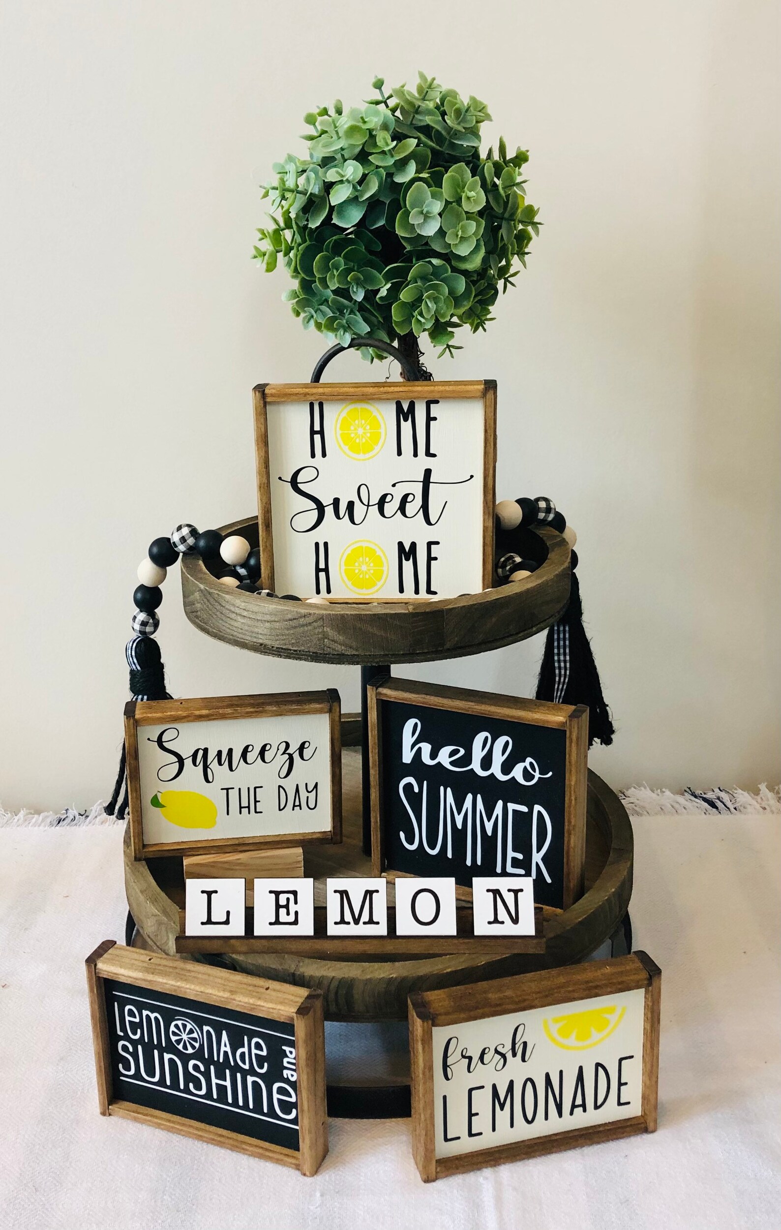 Farmhouse Summer Tiered Tray Decor Lemon Tiered Tray Decor | Etsy