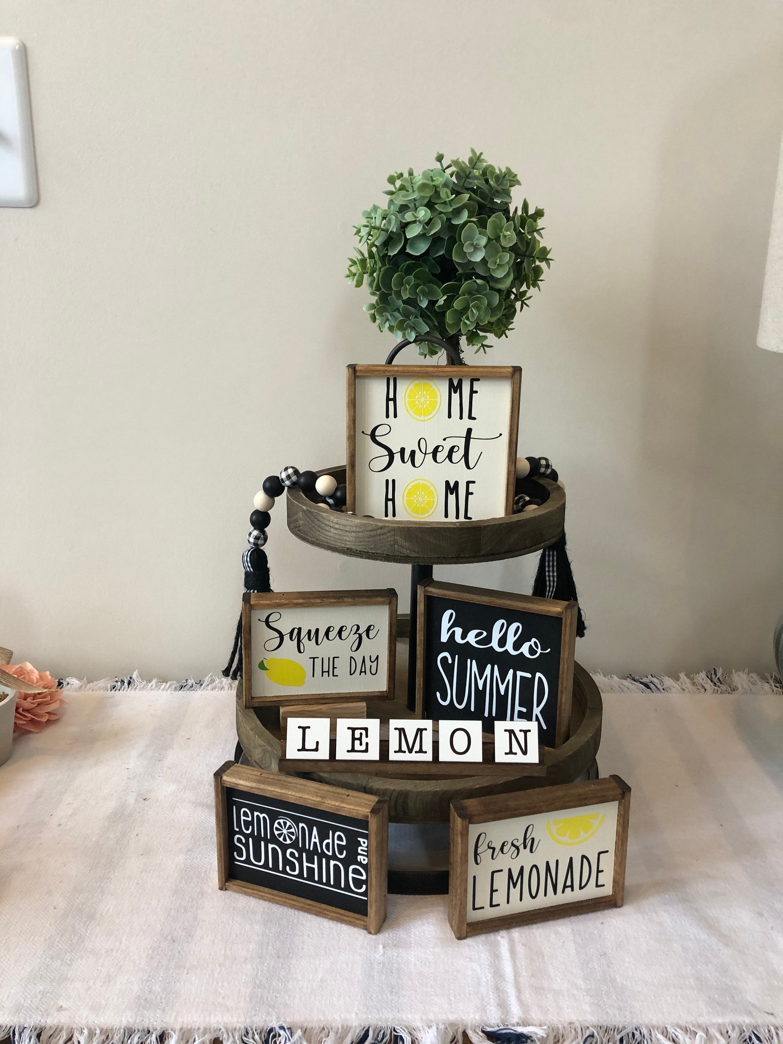 Farmhouse Summer Tiered Tray Decor Lemon Tiered Tray Decor | Etsy